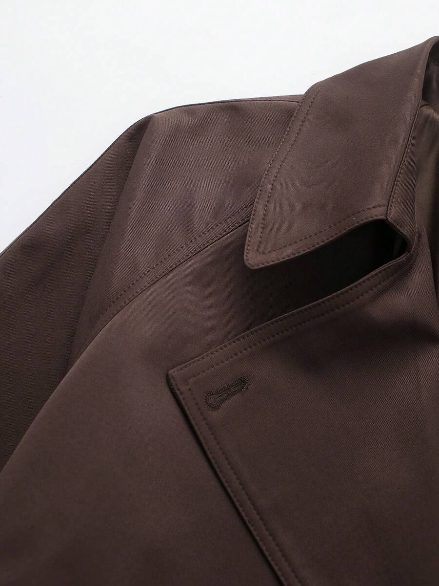 Lace Up Vintage Minimalist Short Trench Coat With Belted Silhouette And ...