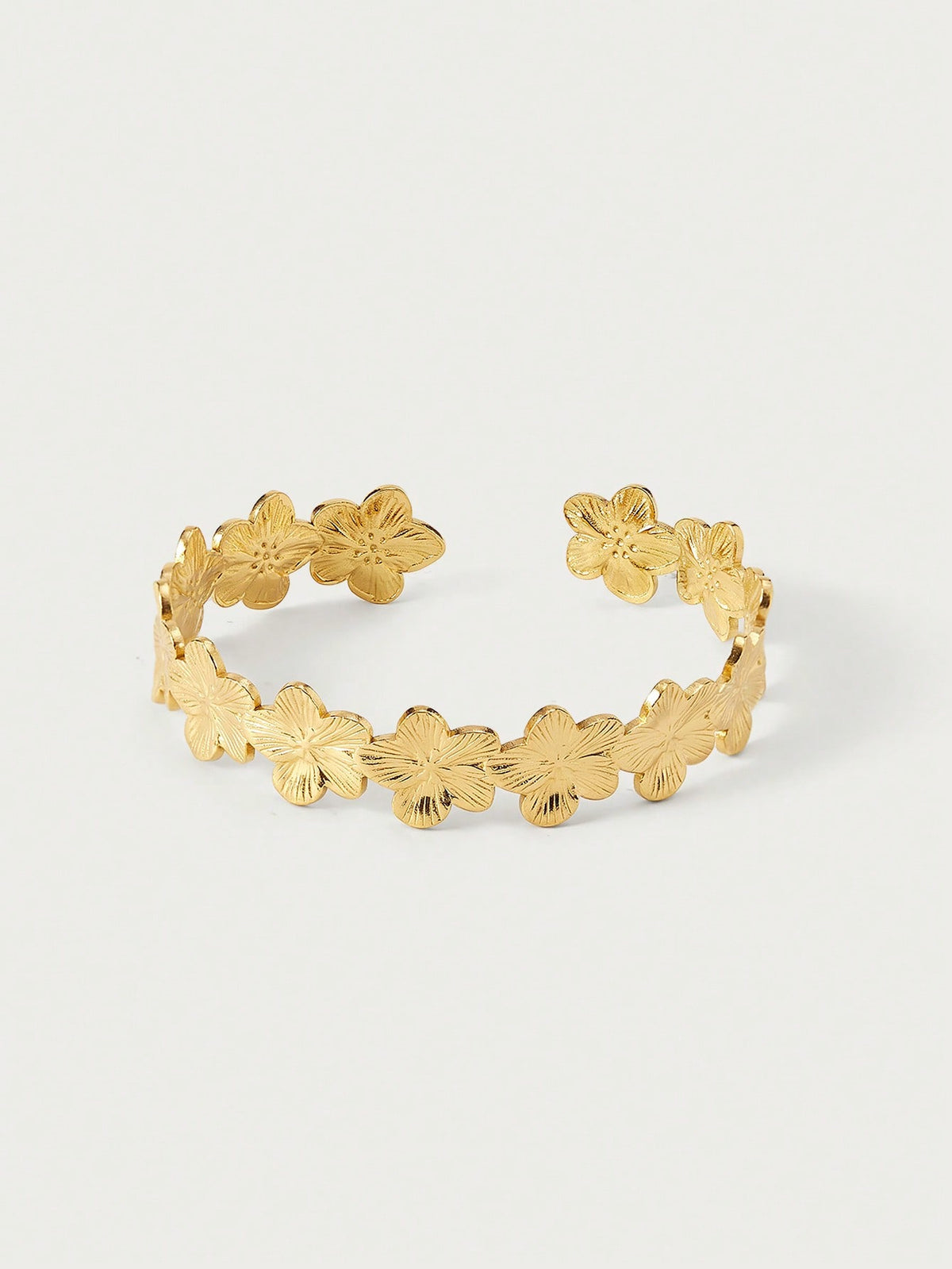 FloraGlow Gold Flower Stainless Open Cuff | LA FEMME WANDERER